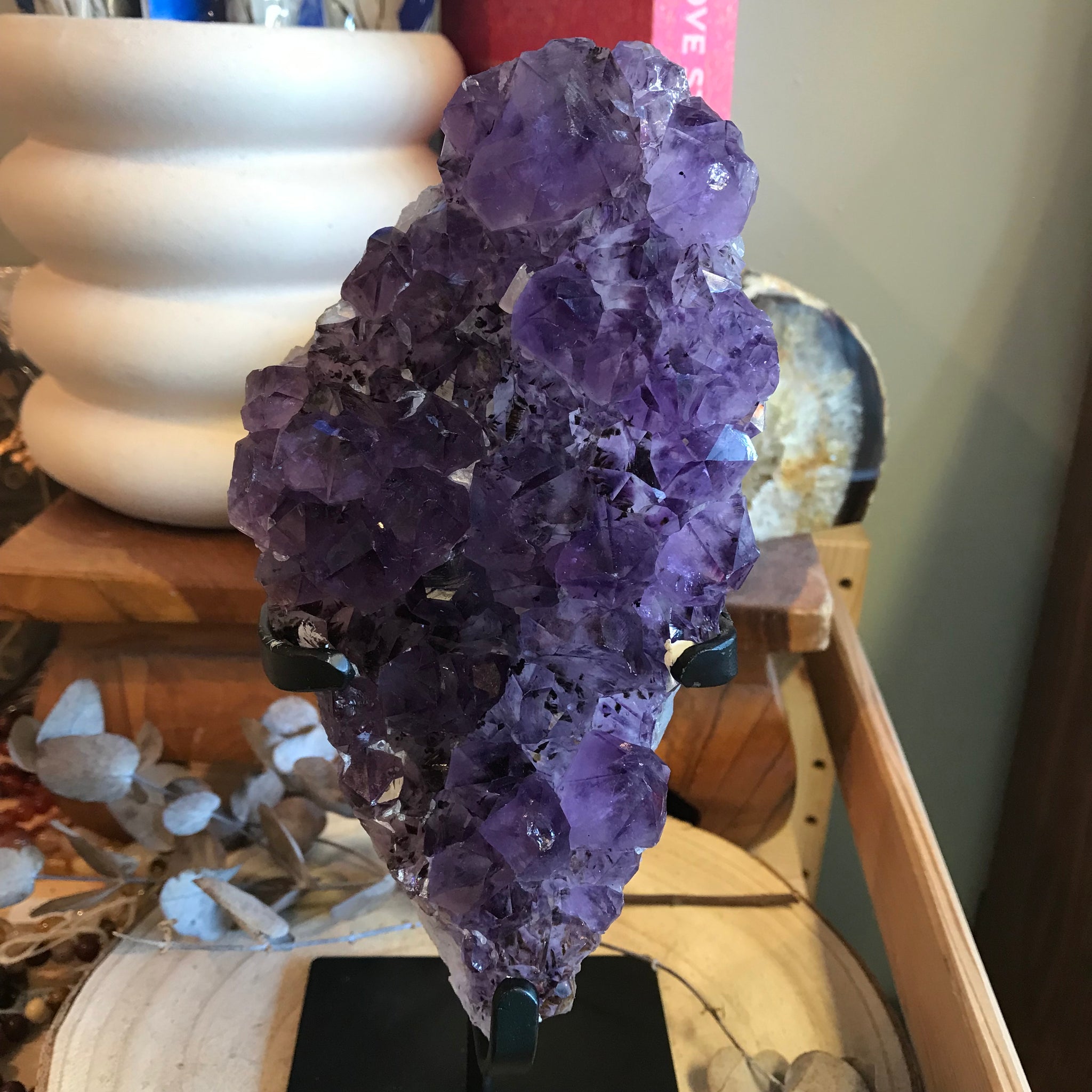 Amethyst Cluster on Metal Stand SKU 23734 – Nurture Gifts