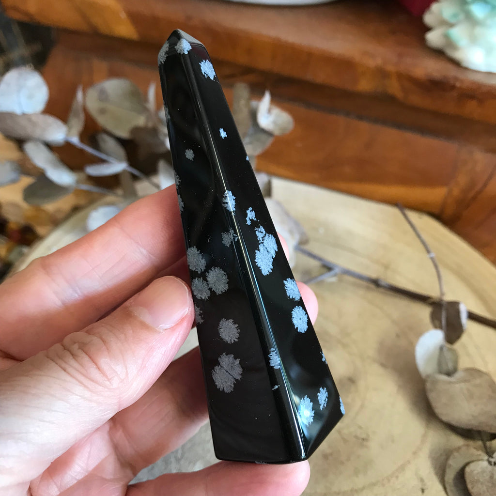 Snowflake Obsidian Obelisk SKU 23109 – Nurture Gifts