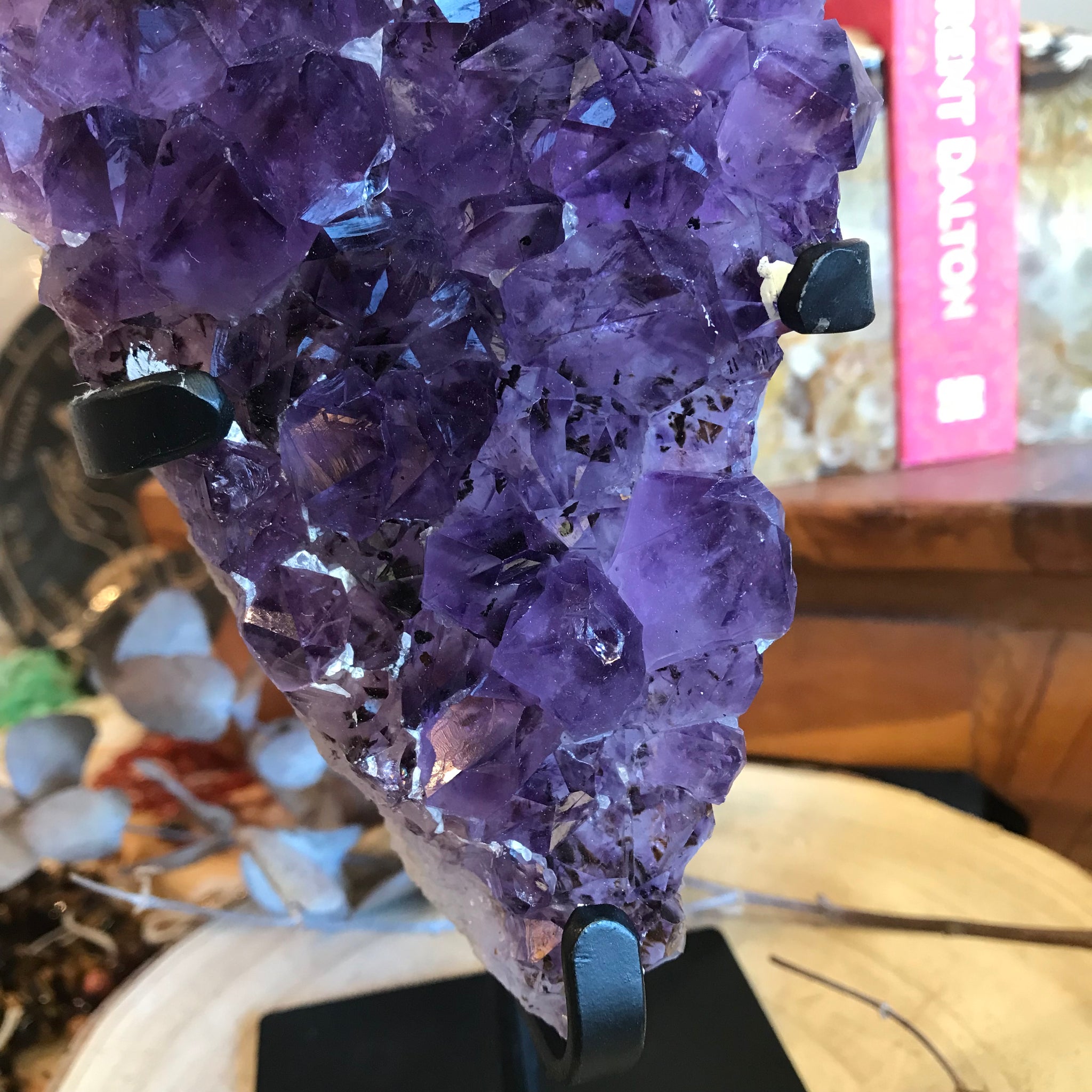 Amethyst Cluster on Metal Stand SKU 23734 – Nurture Gifts