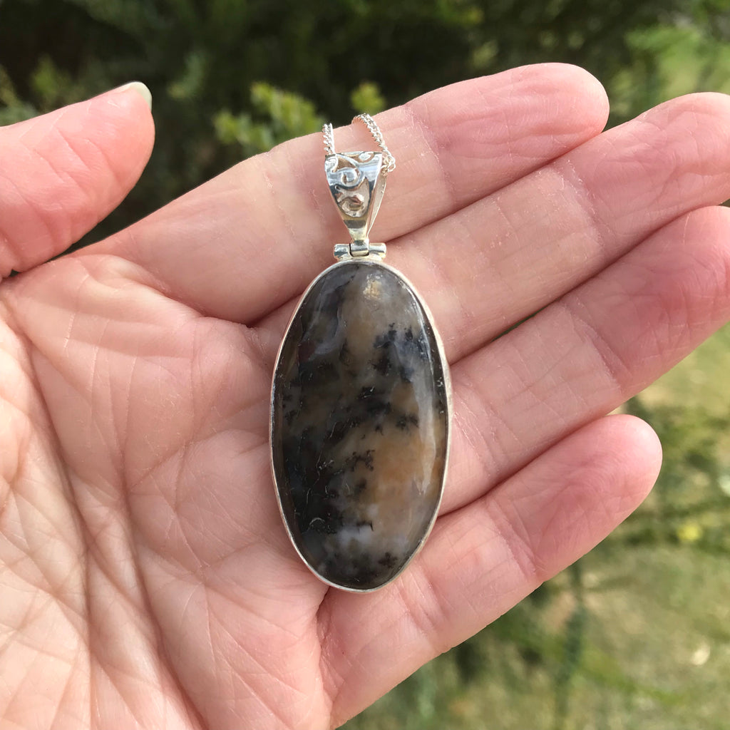 Sterling Silver Dendritic Agate Pendant SKU 10101 – Nurture Gifts